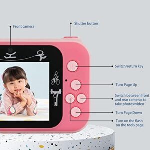 20 MP HD SLR Camera -High-Definition Front and Rear Dual-Camera Children's Camera,Take Photos and Videos, Listen to Music and Play Small Games, Children's Gift (Pink)