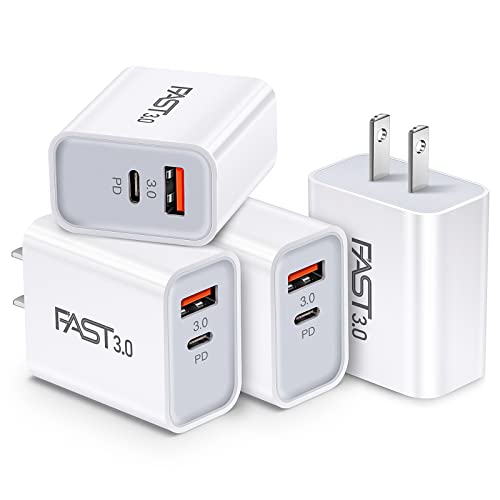 20W USB C Fast Charger[ 4-Pack] iSeekerKit Dual Port PD Power Delivery + Fast Charger 3.0 Wall Charger Block Compatible for iPhone14 13/12/Pro Max Mini XS/XR/X, 8/7/6, Pad Pro,Samsung Galaxy, Pixel