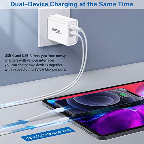 20W USB C Fast Charger[ 4-Pack] iSeekerKit Dual Port PD Power Delivery + Fast Charger 3.0 Wall Charger Block Compatible for iPhone14 13/12/Pro Max Mini XS/XR/X, 8/7/6, Pad Pro,Samsung Galaxy, Pixel