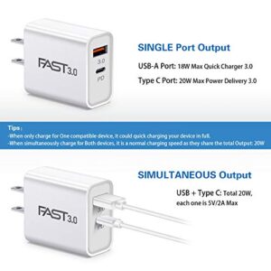 20W USB C Fast Charger[ 4-Pack] iSeekerKit Dual Port PD Power Delivery + Fast Charger 3.0 Wall Charger Block Compatible for iPhone14 13/12/Pro Max Mini XS/XR/X, 8/7/6, Pad Pro,Samsung Galaxy, Pixel