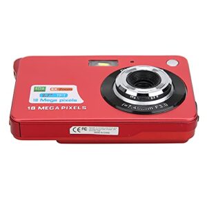 8X Zoom Card Digital Camera, Portable 18 MP 2.7in 1280x720 Full HD LCD Display CMOS Auto Focusing Pocket Camera Support 32GB Memory Card, for AdultSeniorsKids (Red)