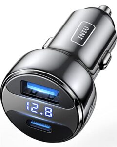 iniu usb c car charger, 66w total [usb c+usb a] car charger adapter with pd & qc, fast charging all metal tiny car phone charger for iphone 14 13 12 11 x pro samsung s21 pixel ipad macbook air tablet