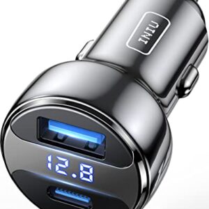 INIU USB C Car Charger, 66W Total [USB C+USB A] Car Charger Adapter with PD & QC, Fast Charging All Metal Tiny Car Phone Charger for iPhone 14 13 12 11 X Pro Samsung S21 Pixel iPad MacBook Air Tablet