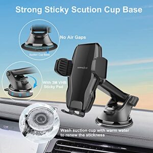 APPS2Car Car Phone Holder Mount, Universal Dashboard Windshield Phone Mount for Car, Sturdy Suction Cup Phone Holder with Strong Sticky Gel, Compatible with iPhone, Samsung and All 4-7 inch Phones