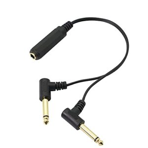 1/4 inch Splitter 6.35mm TRS Stereo Female to 90 Degree Dual 6.35mm Mono TS Male AUX Adiuo Y Splitter Cable for Studios Pro Sound & DJ's 11inch