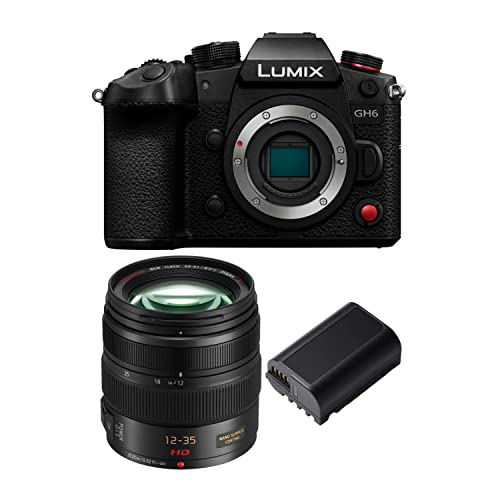 Panasonic LUMIX GH6 Mirrorless Camera Body Bundle with Panasonic LUMIX G X VARIO 12-35mm f/2.8 ASPH Professional Mirrorless Lens and Panasonic DMW-BLK22 7.4V 3050mAh Lithium-Ion Battery Pack (3 Items)