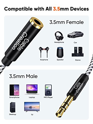 3.5mm Headphone Extension Cable, CableCreation 3.5mm Male to Female Stereo Audio Cable for Phones, Headphones, Speakers, Tablets, PCs, MP3 Players and More, (10ft/3m)