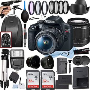 Canon EOS Rebel T7 DSLR Camera 24.1MP with EF-S 18-55mm Lens + A-Cell Accessory Bundle ludes: 2 Pack SanDisk 32GB Memory Card + Backpack + Slave Flash + Much More (Renewed)