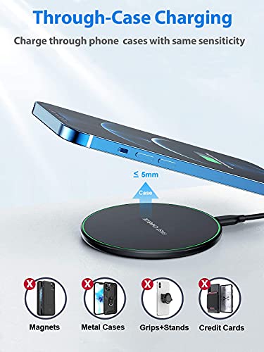 Wireless Charger for Samsung Galaxy S23/S23 Ultra/S22/S22 Ultra/S22+/S21/S21+/S20/S20+/S10/S10+/S9/S9+/S8/S7/S6/Note 20, Wireless Charging Pad Compatible with iPhone 14/13/12/11. (No AC Adapter)