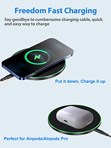 Wireless Charger for Samsung Galaxy S23/S23 Ultra/S22/S22 Ultra/S22+/S21/S21+/S20/S20+/S10/S10+/S9/S9+/S8/S7/S6/Note 20, Wireless Charging Pad Compatible with iPhone 14/13/12/11. (No AC Adapter)