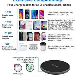 Wireless Charger for Samsung Galaxy S23/S23 Ultra/S22/S22 Ultra/S22+/S21/S21+/S20/S20+/S10/S10+/S9/S9+/S8/S7/S6/Note 20, Wireless Charging Pad Compatible with iPhone 14/13/12/11. (No AC Adapter)