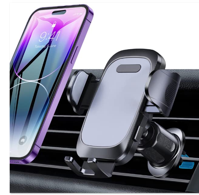 Cezuly Phone Mount for Car, [Upgraded] Vent Clip Car Phone Holder 360° Rotatable, Ultra Stable Car Phone Holder Mount Cradle Compatible with iPhone 14 Pro/Samsung Galaxy, All 4”-7” Large Cell Phones