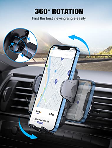 Cezuly Phone Mount for Car, [Upgraded] Vent Clip Car Phone Holder 360° Rotatable, Ultra Stable Car Phone Holder Mount Cradle Compatible with iPhone 14 Pro/Samsung Galaxy, All 4”-7” Large Cell Phones