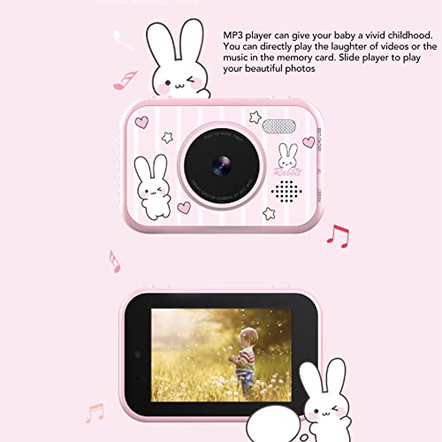 HD Kids Camera, Dual Lens Pink Kids Digital Camera MP3 Player for Travelling