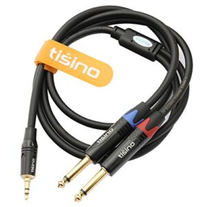 TISINO 1/8 to 1/4 Stereo Cable, 1/8 Inch TRS Stereo to Dual 1/4 inch TS Mono Y-Splitter Cable 3.5mm Aux Mini Jack to Jack Breakout Cord - 10 feet