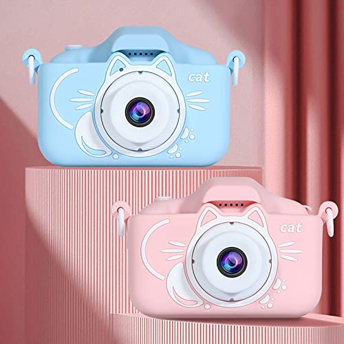 LADIGASU Newest Cat Cartoon Children's Camera Front and Rear Double Lens 20 Million Selfie Camera Parent-Child Gift Camera Christmas Puzzle Gift