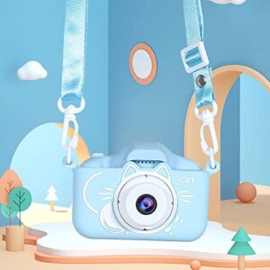 LADIGASU Newest Cat Cartoon Children's Camera Front and Rear Double Lens 20 Million Selfie Camera Parent-Child Gift Camera Christmas Puzzle Gift