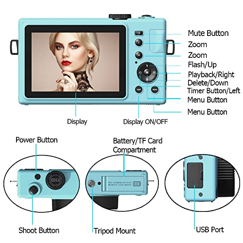 CEDITA Digital Camera Vlogging Camera 24MP Full HD 1080P Digital Camera with 3 Inch IPS Screen Camera 4X Digital Zoom Vlog Camera G13 0