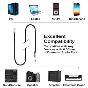 1/4 inch to 3.5mm Female Headphone Extension Cable, Devinal 6.35mm to 3.5mm (1/8" inch) Female TRS Adapter, Quarter inch to Minijack Female Stereo Cord Converter Connector 5 feet/ 1.5M