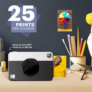 KODAK Printomatic Digital Instant Print Camera - Full Color Prints On Zink 2x3" Sticky-Backed Photo Paper (Black) Print Memories Instantly