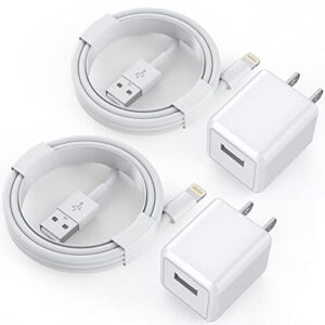 iphone charger cable, 2pack(apple mfi certified) lightning cable data sync charging cords with 2pack usb wall charger travel plug adapter compatible iphone 13/12 pro/11 pro/xs/xr/x/8/8plus and more