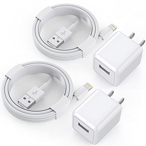 iPhone Charger Cable, 2Pack(Apple MFi Certified) Lightning Cable Data Sync Charging Cords with 2Pack USB Wall Charger Travel Plug Adapter Compatible iPhone 13/12 Pro/11 Pro/Xs/XR/X/8/8Plus and More