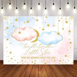 avezano twinkle twinkle little star gender reveal backdrop pink blue little stars baby shower background glitter gold stars moon baby reveal surprise party photoshoot banner(7x5ft)