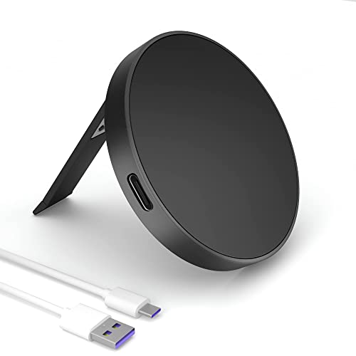 Magnetic Wireless Charger with Kickstand 15W, for MagSafe iPhone 14/14 Plus/14 Pro/14 Pro Max/13/13 Mini/13 Pro/13 Pro Max/12/12 Mini/12 Pro/12 Pro Max, Aluminum Round Mag Charging Pad, Black