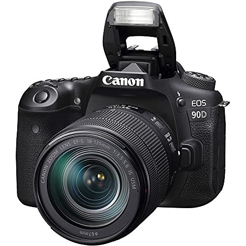 Canon EOS 90D DSLR Camera with 18-135mm Lens with Padded Case, Memory Card, and More - Starter Bundle Set -(International Model) (Renewed)