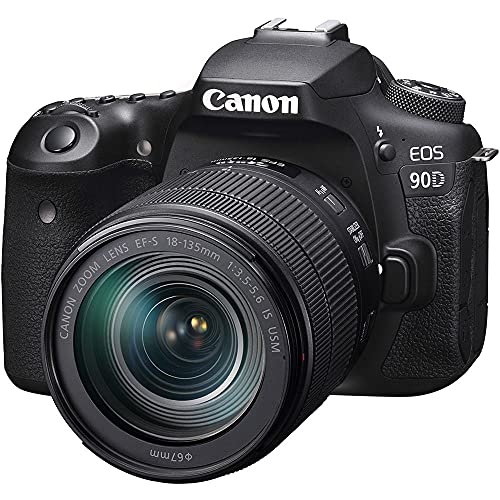 Canon EOS 90D DSLR Camera with 18-135mm Lens with Padded Case, Memory Card, and More - Starter Bundle Set -(International Model) (Renewed)