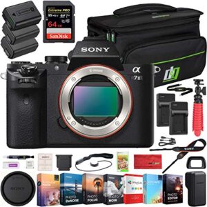 sony a7 ii full-frame alpha mirrorless digital camera 24mp (black) body only a7ii ilce-7m2 with deco gear professional photo video camera and lens case 2x extra battery power editing bundle