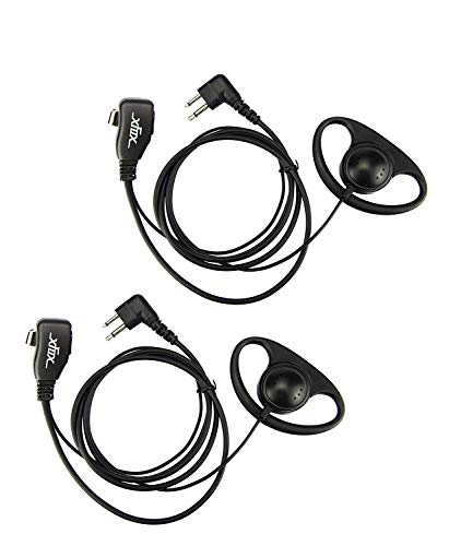 XFOX® 2Pin Advanced D Shape Clip-Ear PTT Headset Earpiece Mic for Motorola 2 Way Radios GP88S GP300 GP68 GP2000 GP88 GP3188 CP040 CP1200 A8 A6 A10 A12 Walkie Talkies(2Pack)