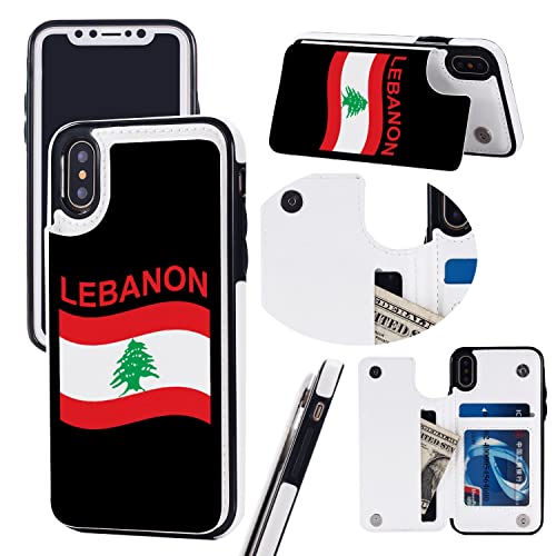 Flag of Lebanon Wallet Phone Cases Fashion Leather Design Protective Shell Shockproof Cover Compatible with iPhone X/XS