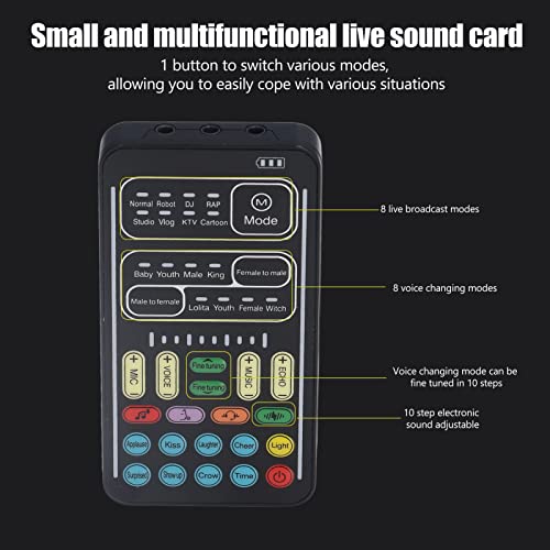 Portable Voice Changer, Handheld Bluetooth Voice Disguiser with Multiple Sound Effects, Voice Adjustable, Mini Gaming Live Sound Card for PS4/Xbox/Switch/PC/Phone(DC 5V)