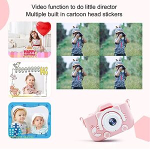 Kids Camera, TF Card Silicone 32GB Children Camera Quakeproof 2000W Pixels for Birthday Gift(Pink)