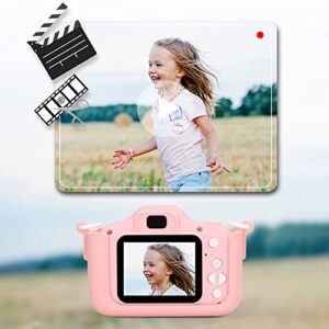 Kids Camera, TF Card Silicone 32GB Children Camera Quakeproof 2000W Pixels for Birthday Gift(Pink)