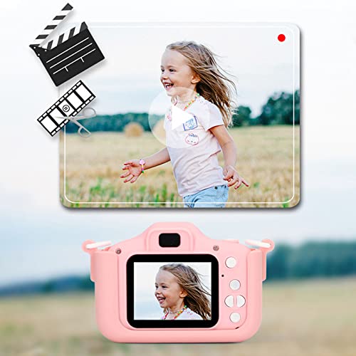 Kids Camera, TF Card Silicone 32GB Children Camera Quakeproof 2000W Pixels for Birthday Gift(Pink)