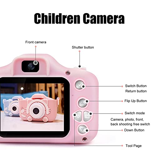 Kids Camera, TF Card Silicone 32GB Children Camera Quakeproof 2000W Pixels for Birthday Gift(Pink)