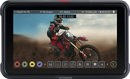 Atomos Ninja V 5" Touchscreen Recording Monitor 10bit HDR with 2X NP-F750 Batteries, Charger, 7" Magic Arm + Cleaning Cloth Bundle