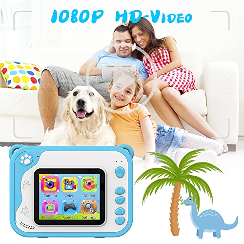 USHINING Instant Print Camera for Kids, 12MP Digital Camera for Kids Aged 3-12 Ink Free Printing 1080P Video Camera for Kids with 32GB SD Card,Color Pens,Print Papers (Blue)