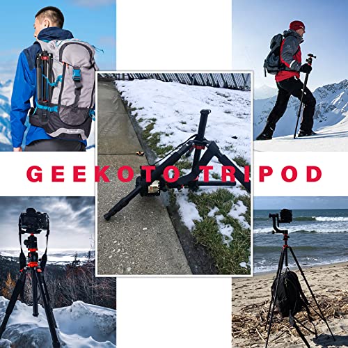 GEEKOTO Camera Tripod, Tripod for DSLR Camera, Aluminum Tripod with 360-Degree Ball Head and Rotatable Center Column, Bag,Video Camcorder Tripod,75-Inch Professional Tripod for Travel and Work.