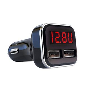 jebsens 4.8a 24w dual usb car charger volt meter car battery monitor with led voltage & amps display in red led