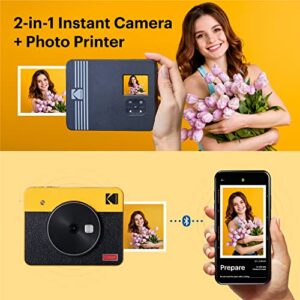 KODAK Mini Shot 3 Retro 4PASS 2-in-1 Instant Digital Camera and Photo Printer (3x3 inches) + 8 Sheets, White