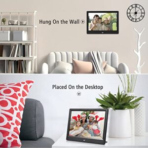 CalmGeek 10.1 Inch Digital Photo Frame Desktop Electronic Album 1280 * 800 IPS Screen Supports Photo/Video/Music/Clock/Calendar Function with Backside Stand Remote Control