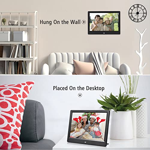 CalmGeek 10.1 Inch Digital Photo Frame Desktop Electronic Album 1280 * 800 IPS Screen Supports Photo/Video/Music/Clock/Calendar Function with Backside Stand Remote Control