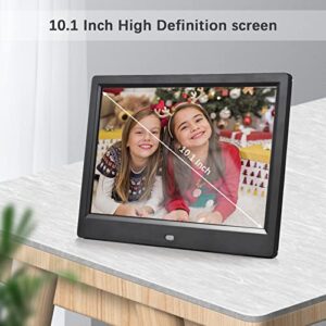 CalmGeek 10.1 Inch Digital Photo Frame Desktop Electronic Album 1280 * 800 IPS Screen Supports Photo/Video/Music/Clock/Calendar Function with Backside Stand Remote Control