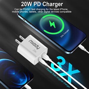 USB C Wall Charger, Miady 2-Pack 20W PD Dual Port USB-C Charger Block Type C Fast Plug Power Adapter Compatible with iPhone 14/13/12iPad/iPad Mini,Samsung Galaxy,and More(Cable Not Included)