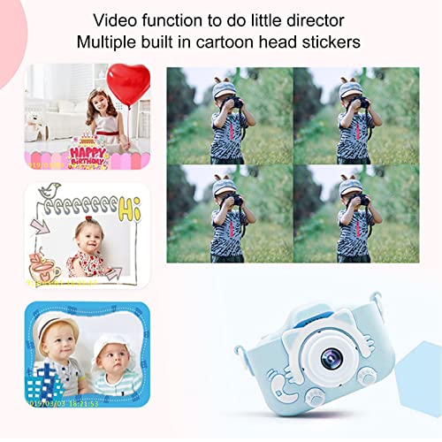 Kids Camera, Auto Focus 2000W Pixels Silicone TF Card Children Camera for Christmas(Blue)