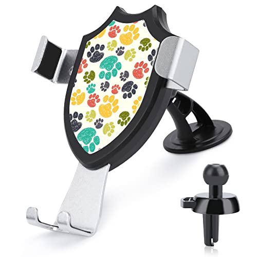 Colorful Doodle Paw Print Car Phone Holder Long Arm Suction Cup Phone Stand Universal Car Mount for Smartphones