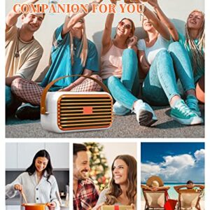 Sunoony Retro Bluetooth Speaker,Vintage Speaker with Dual Speakers, Stereo Lound Vollume, Bluetooth 5.0 Wireless Connection,TF Card,Answering Calls for Kitchen Bedroom Office Outdoor,Gift(White)